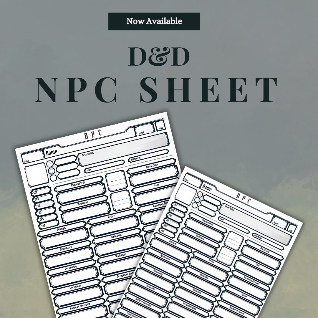 Fillable NPC Sheet for D&D DM / Dungeon Master Tools NPC Stats Sheet Fillable and Printable Pdf ...