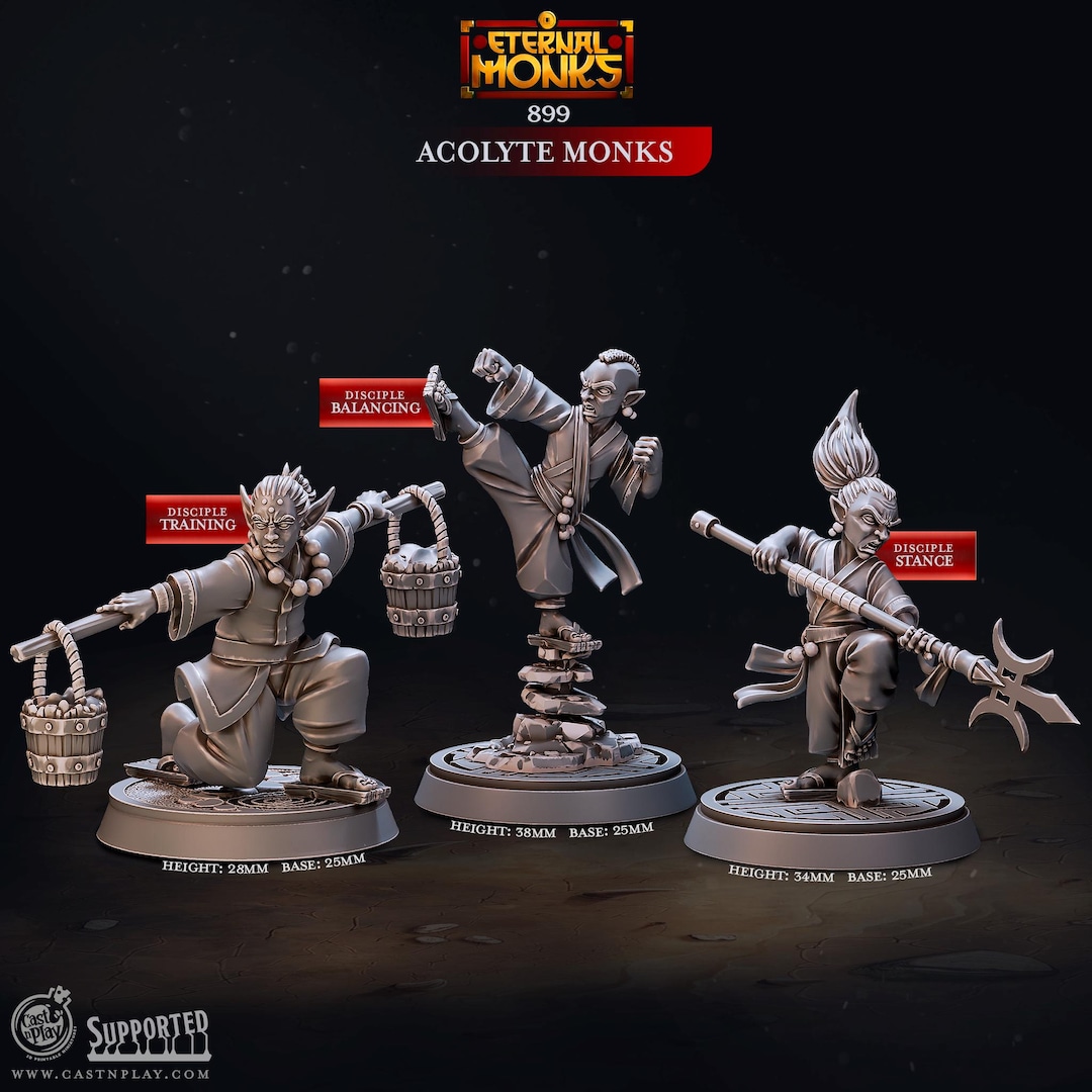 Halfling Monk Miniature Dwarf Figurine Dungeons and Dragons Mini RPG ...