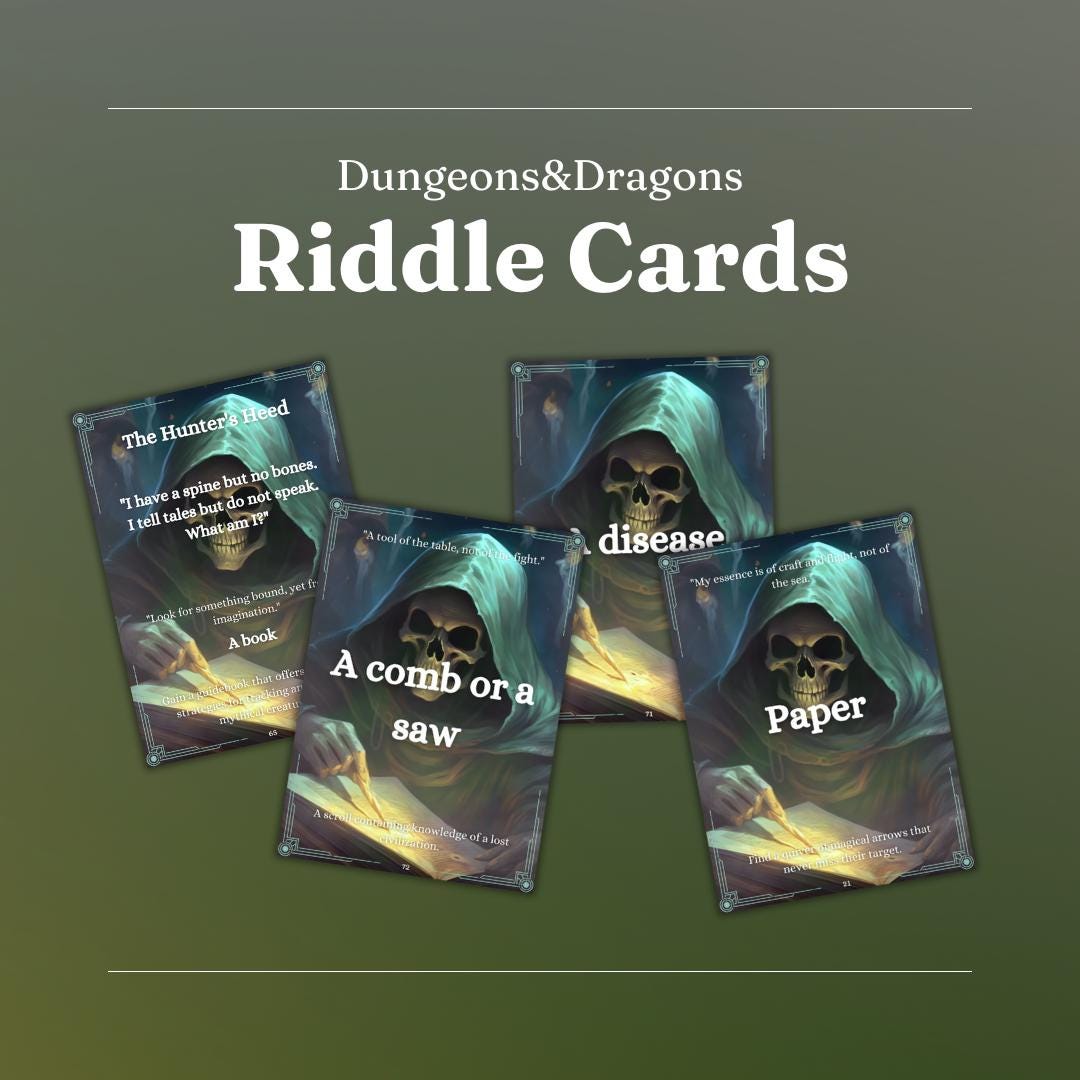 D&D Riddle Cards | DM / Dungeon Master Tools | Dnd Cards | Dnd Ready to ...