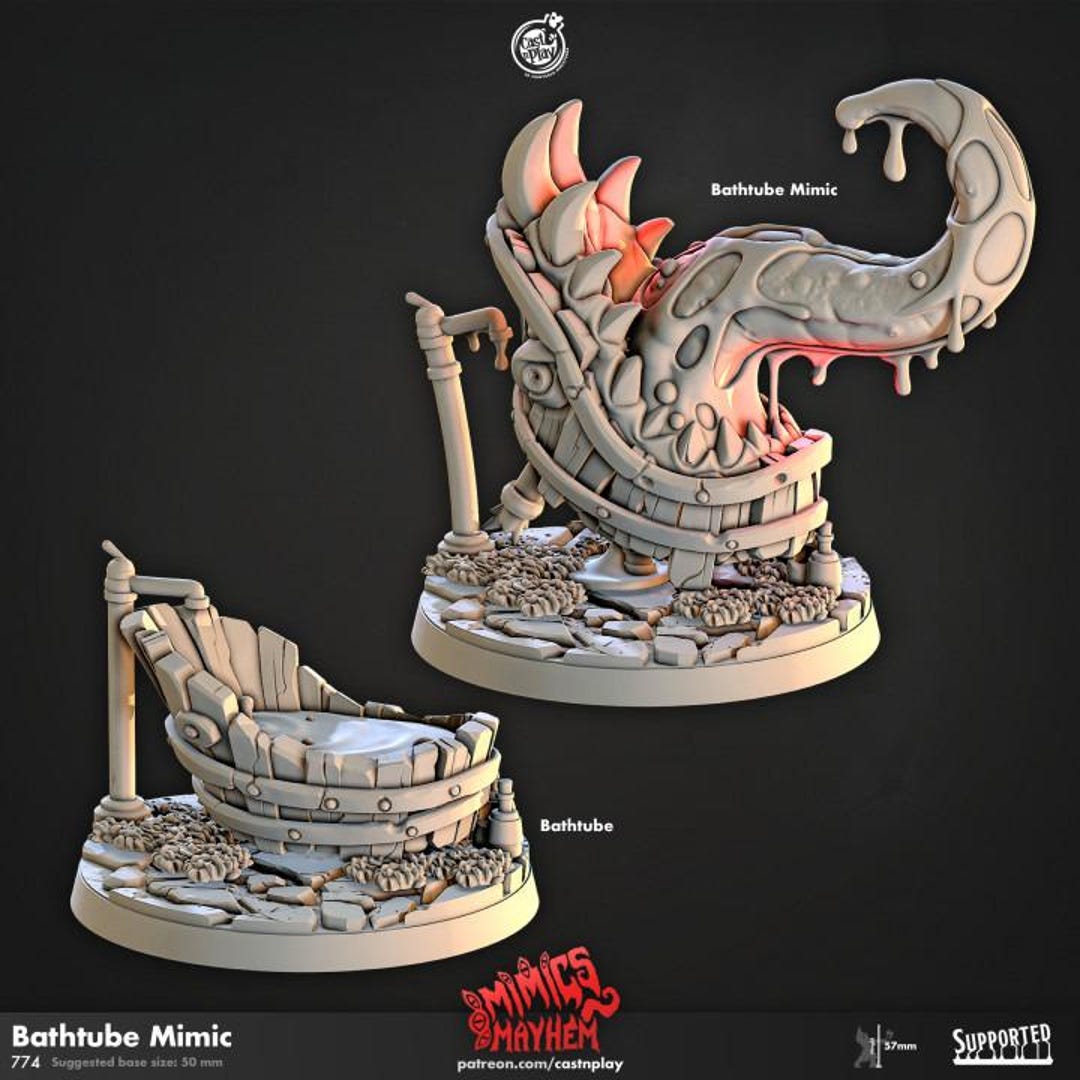 Bathtube Mimic Miniature Monster BBEG Enemy Mob Figurine Dungeons and ...