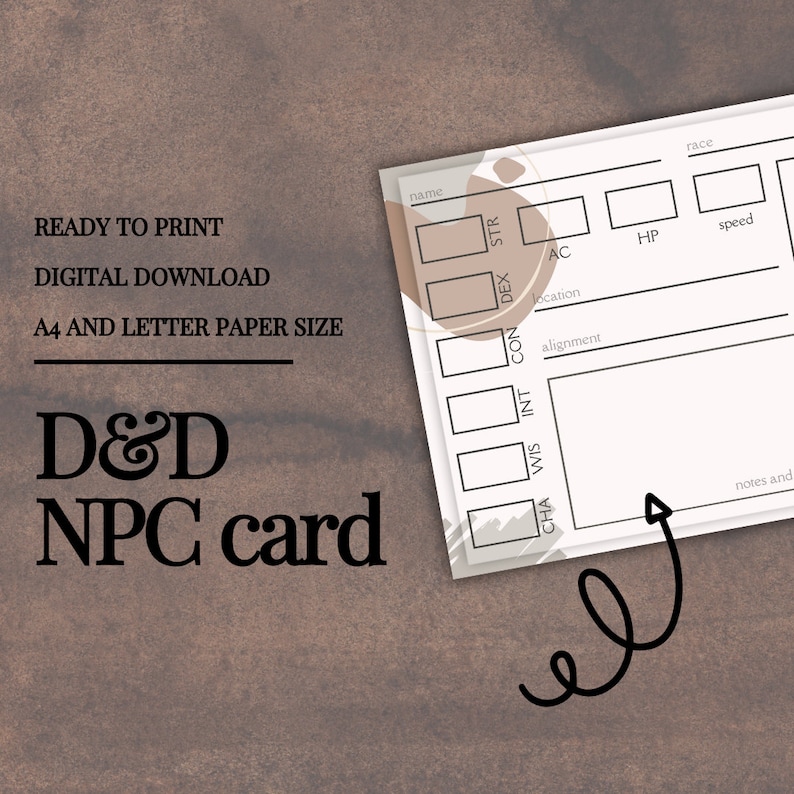 Fillable NPC Cards for D&D DM / Dungeon Master Tools NPC Stats Sheet ...