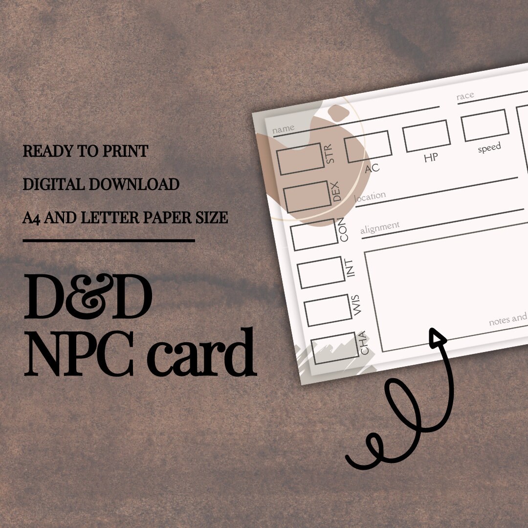 Fillable NPC Cards for D&D DM / Dungeon Master Tools NPC Stats Sheet ...