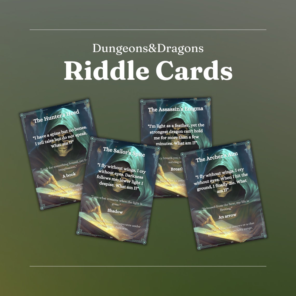 D&D Riddle Cards DM / Dungeon Master Tools Dnd Cards Dnd Ready to Print ...