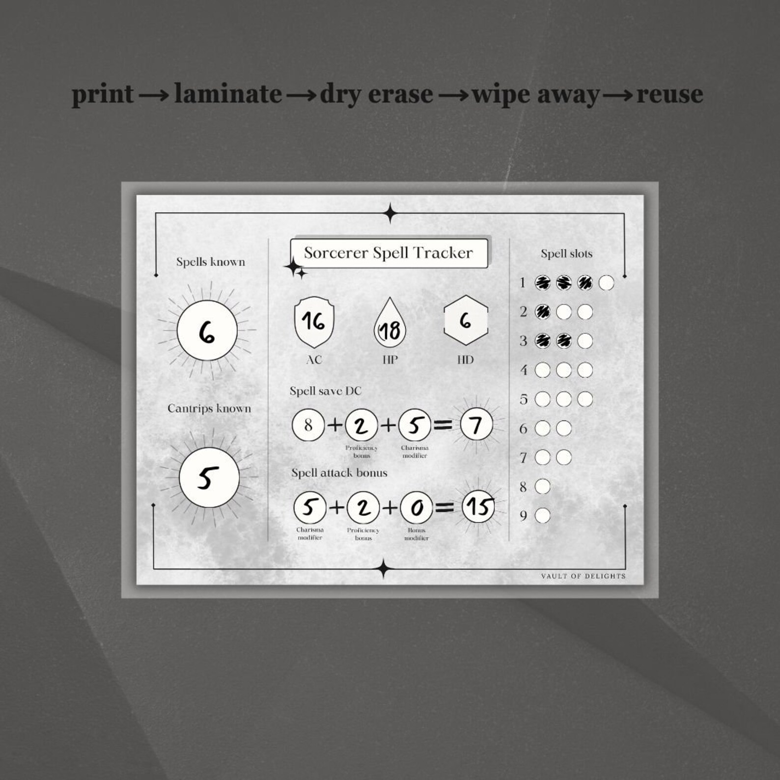 D&D 5e Printable Spell Slot Trackers | Digital Download | Dungeons and ...