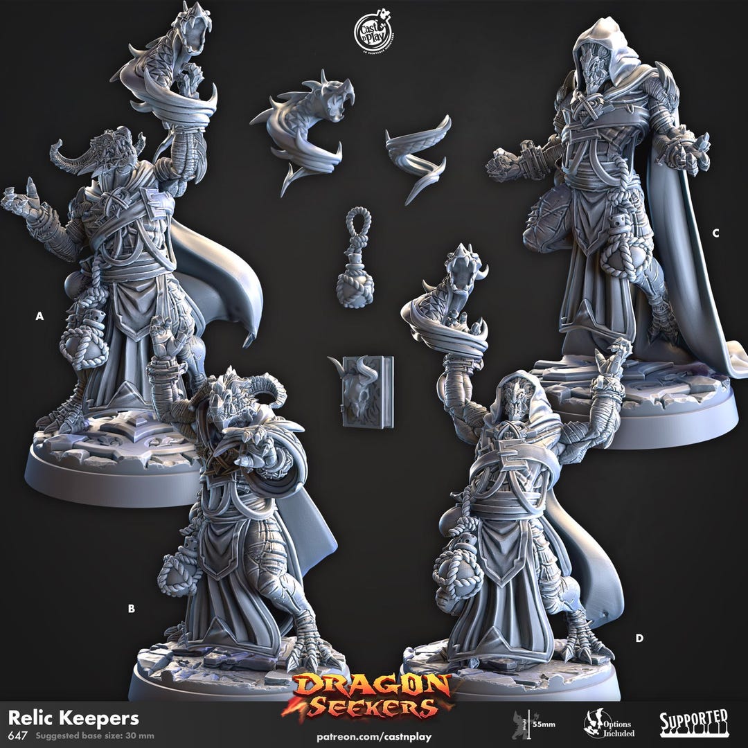 Dragonborn Warlock Miniature Cleric Sorcerer Wizard Figurine Dungeons ...