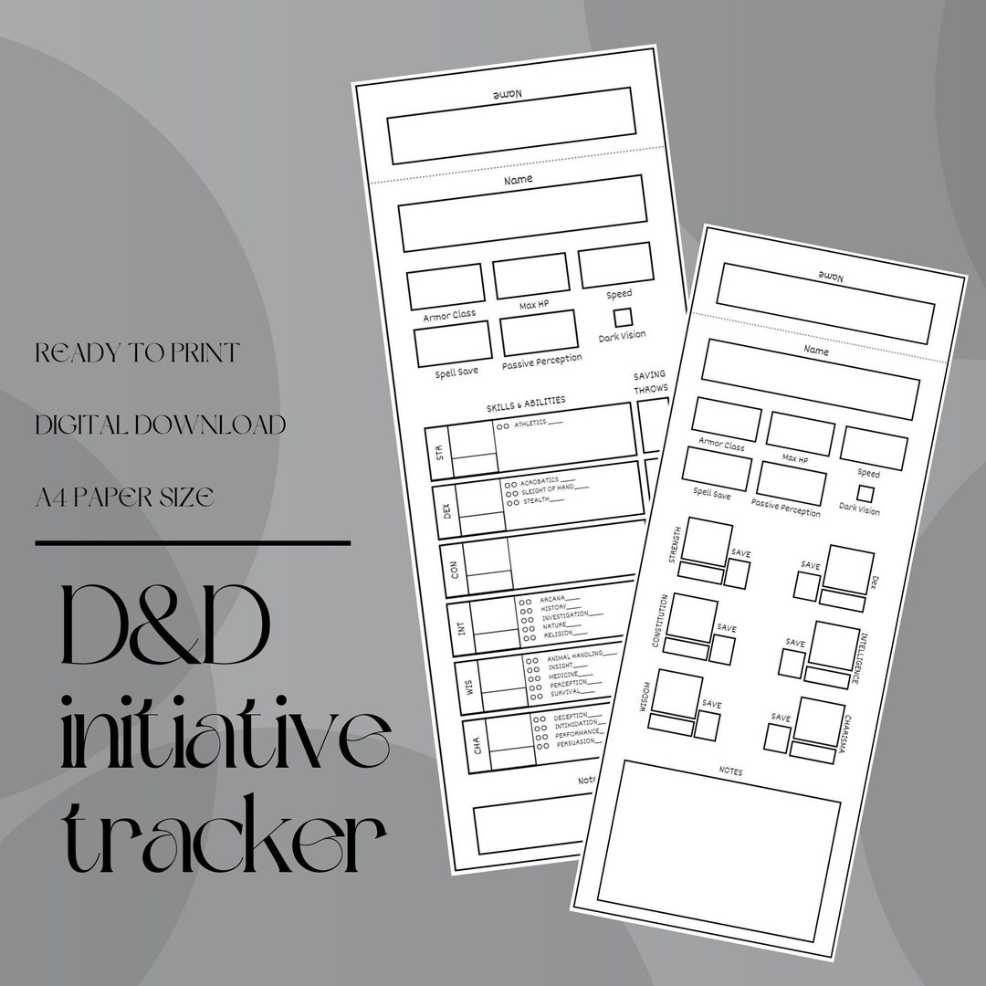 Fillable Initiative Tracker Cards for D&D | DM / Dungeon Master Tools ...