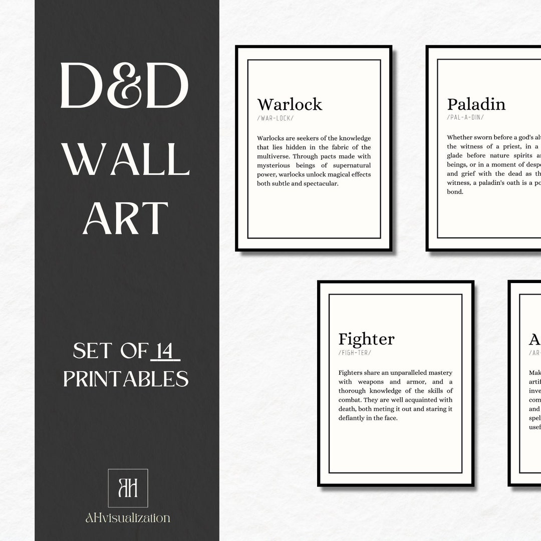Dungeons & Dragons Classes Printable Wall Art Dungeons and - Etsy