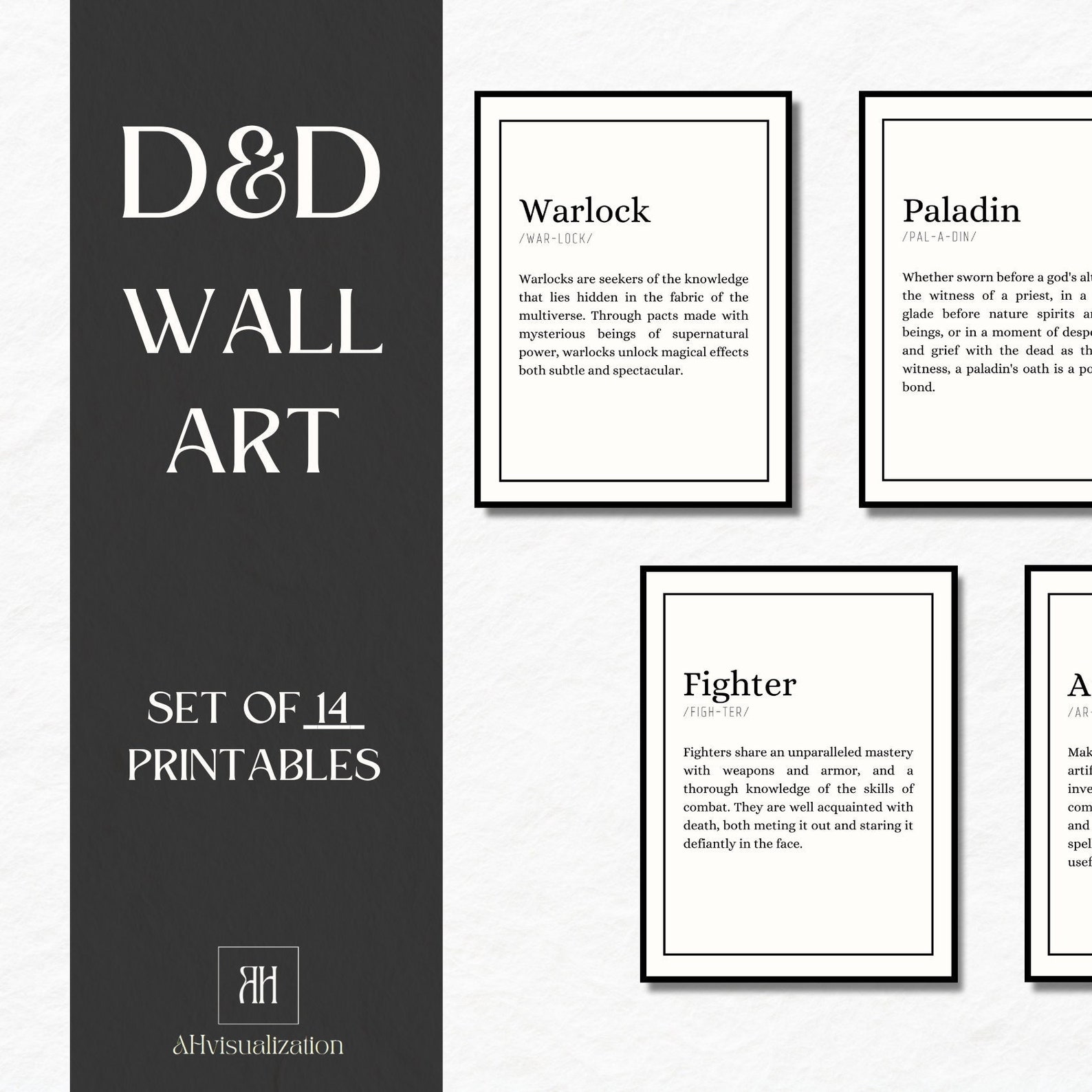 Dungeons & Dragons Classes Printable Wall Art Dungeons and - Etsy