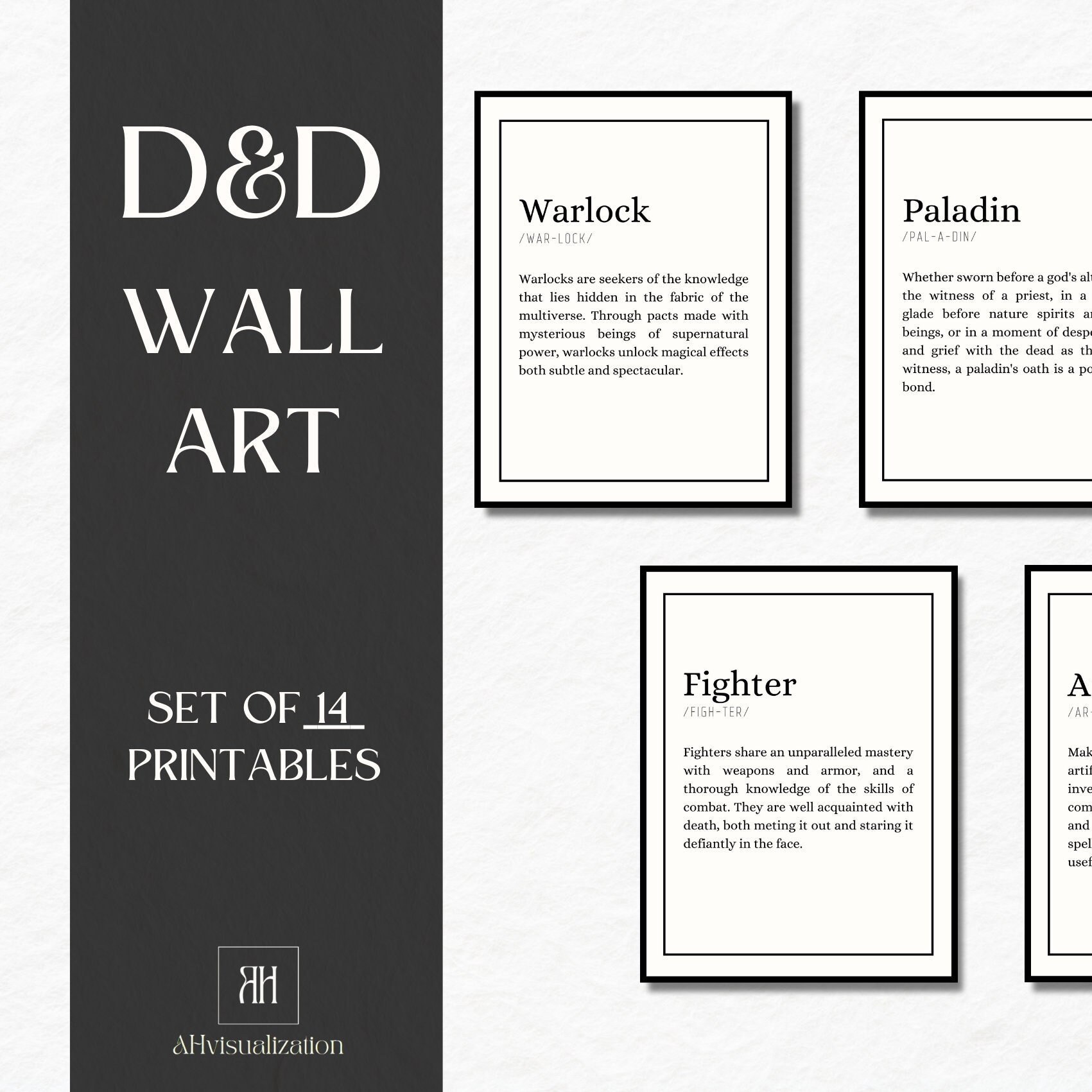 Dungeons & Dragons Classes Printable Wall Art Dungeons and - Etsy