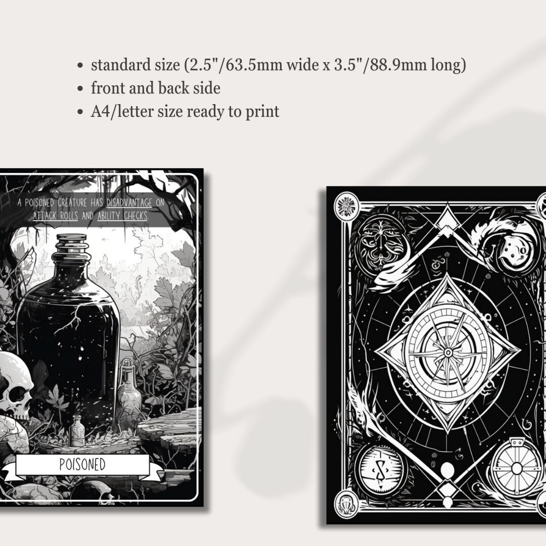 D&D Condition Cards 5e Illustrated Condition Cards MTG Size Dungeons ...