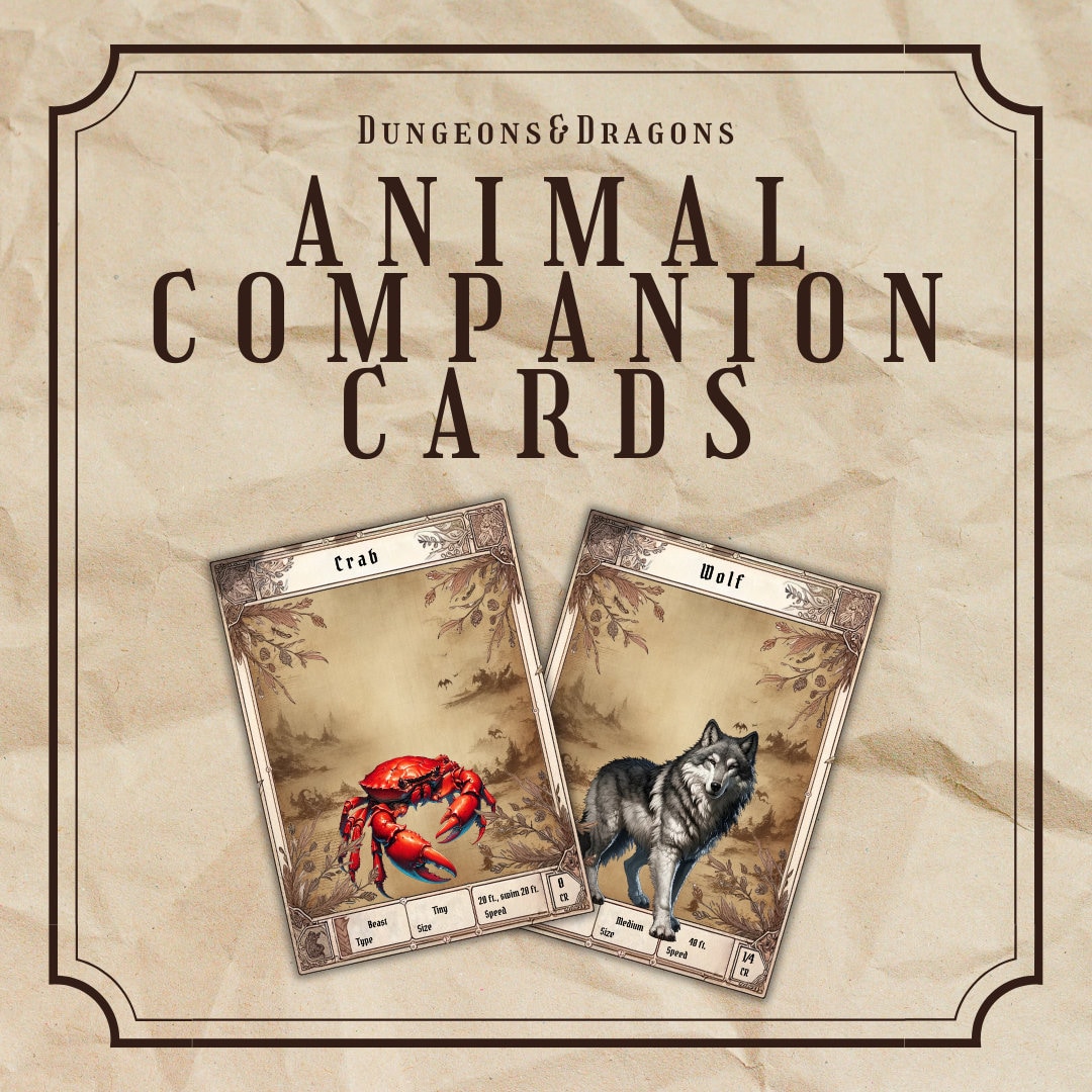 D&D Animal Companion Cards | DM / Dungeon Master Tools | Dnd Cards ...
