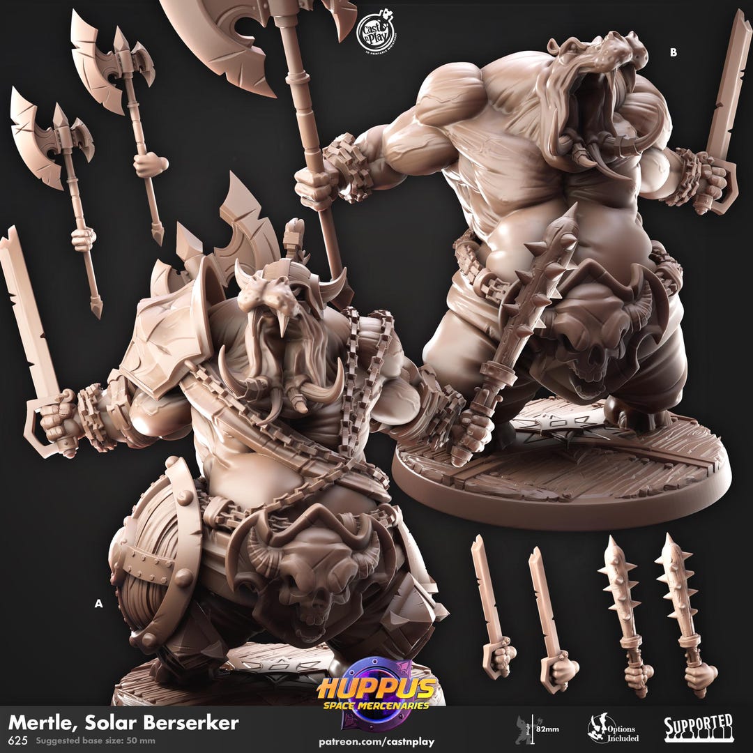 Giff Barbarian Miniature Hippo Fighter Character Pirate Figurine ...