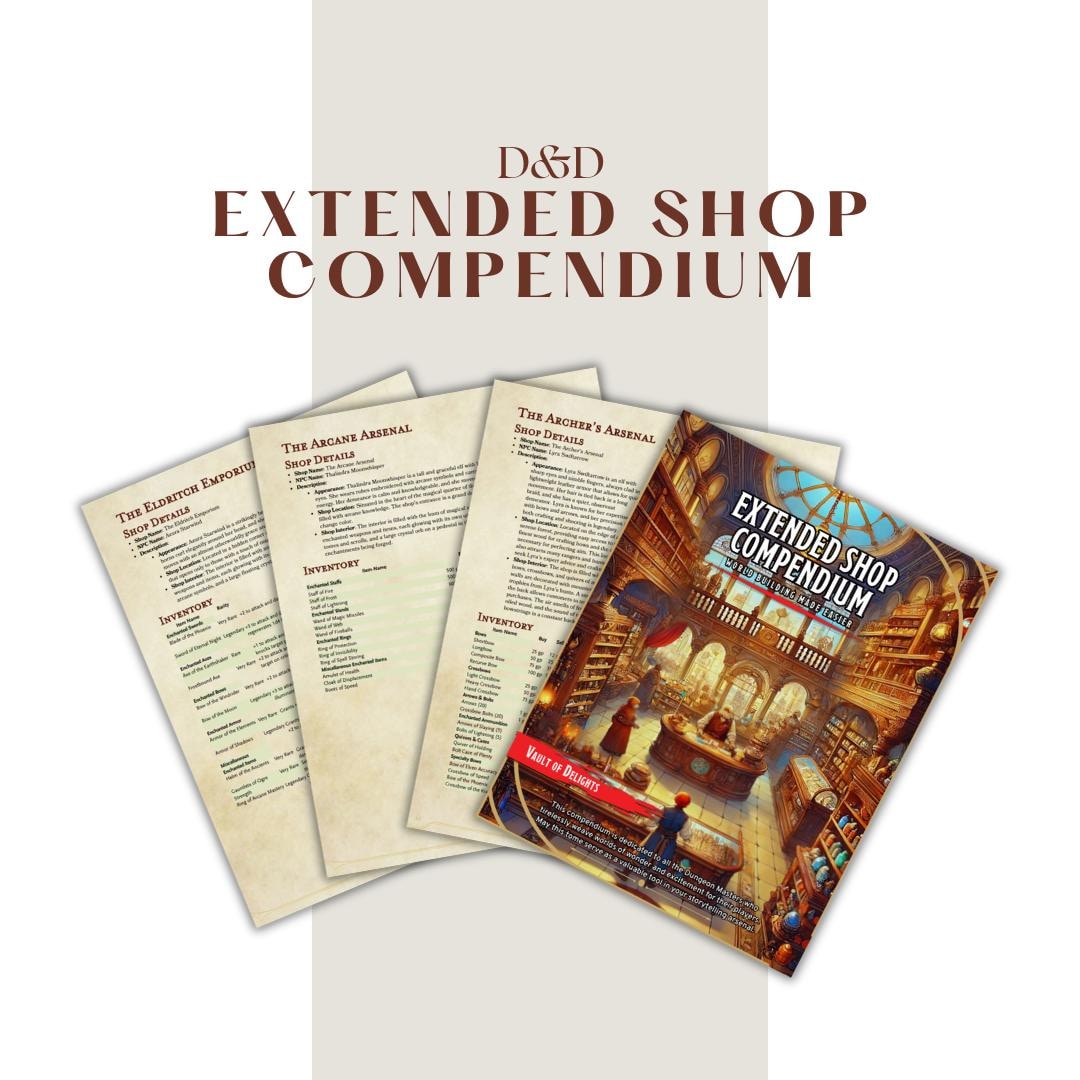 Dnd Extended Shop Compendium | DM / Dungeon Master Tools | Dnd Cards ...