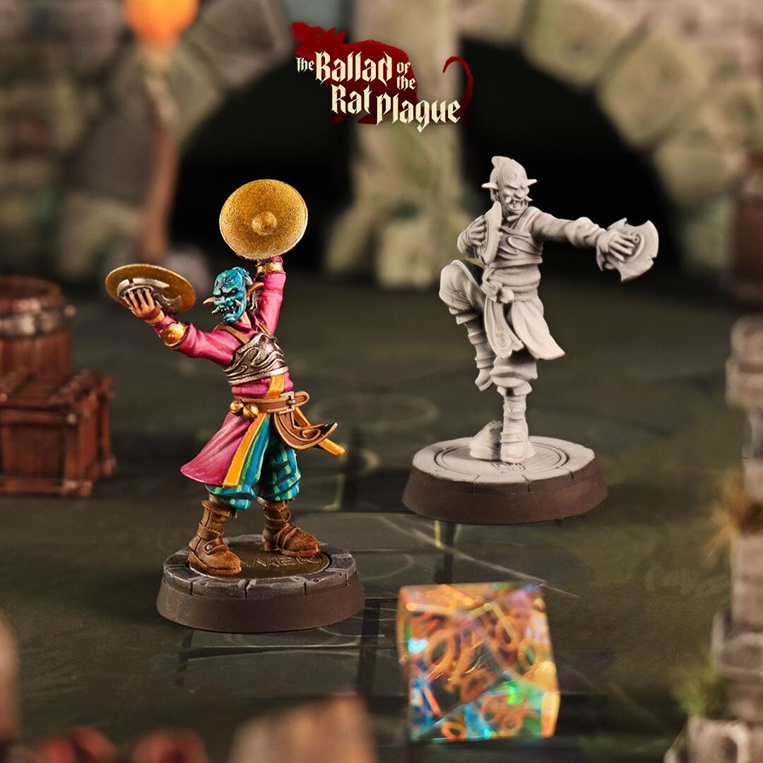 Masked Bard Miniature Changeling Monk Cymbal Figurine Dungeons and ...