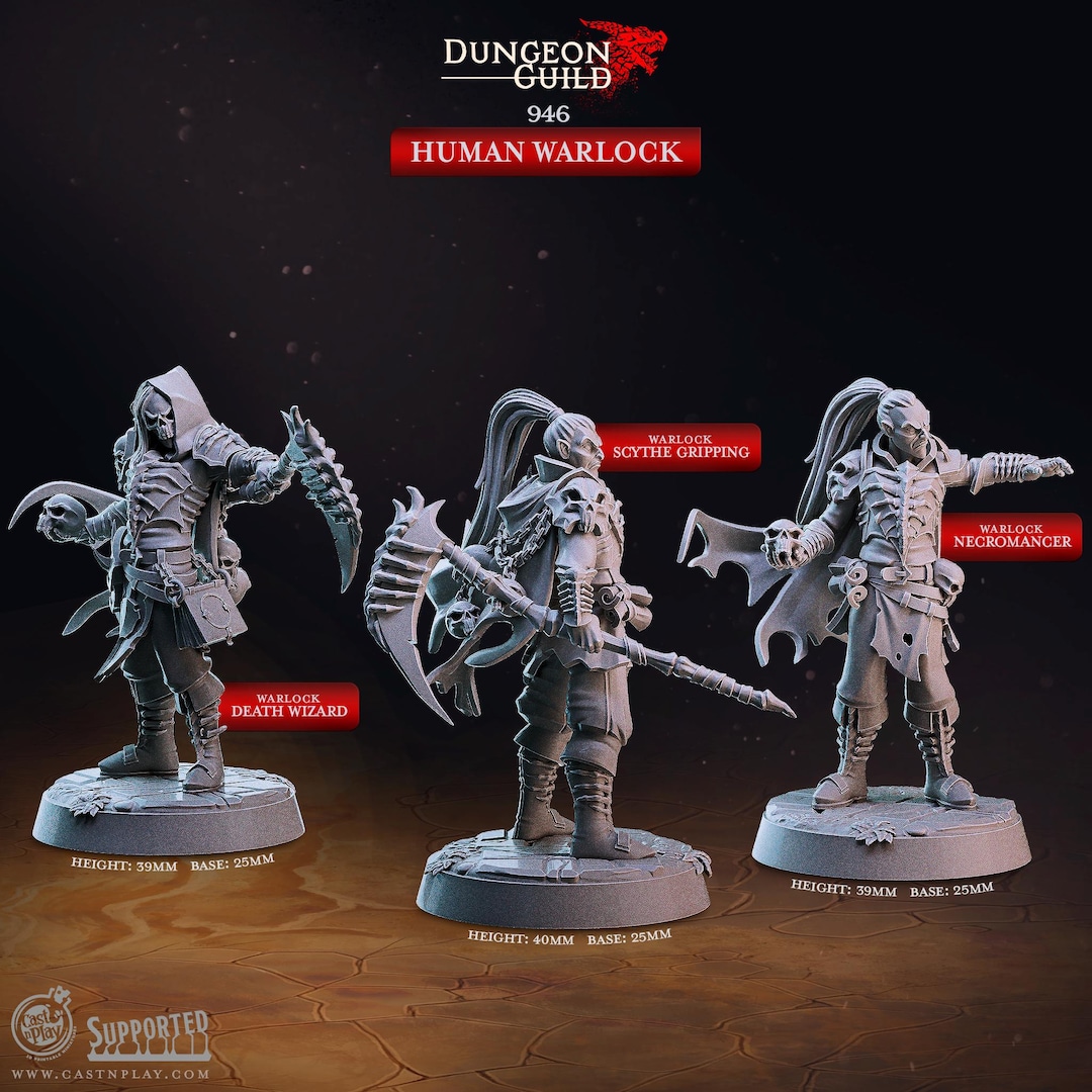Human Warlock Miniature Necromancer Blood Hunter Figurine Dungeons and ...