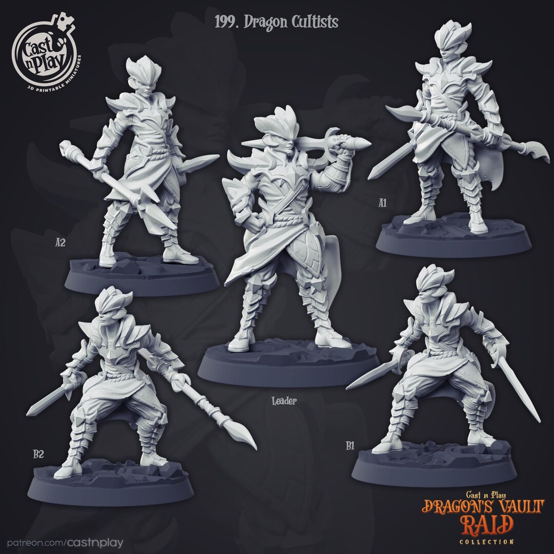 Human Cultist Fighter Miniature Barbarian Dragonborn Figurine Dungeons ...