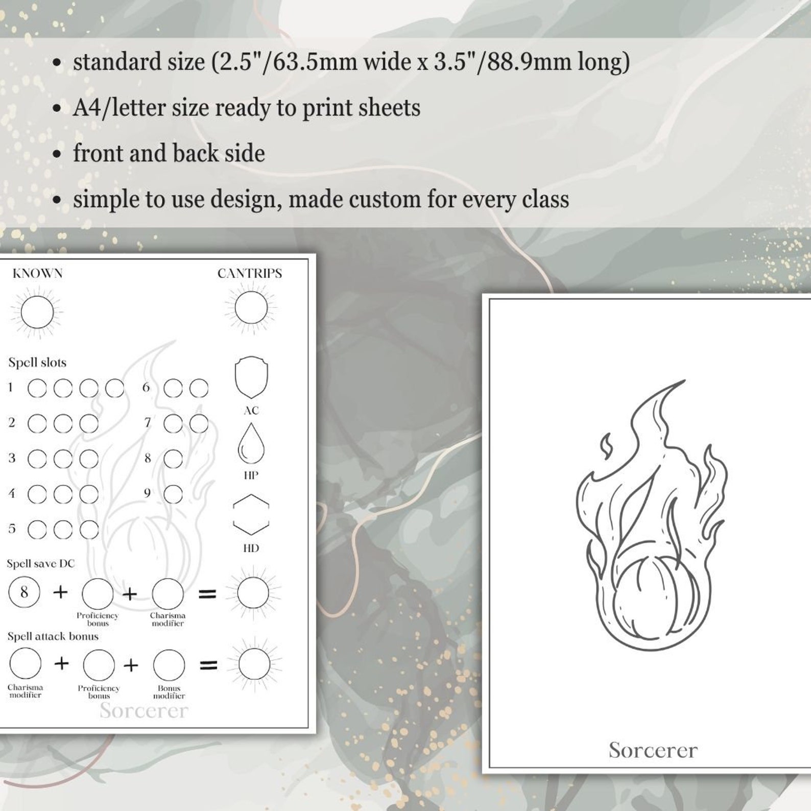 Dnd Spell Tracker Dnd Accessories D&D Character Sheet Dungeons and ...