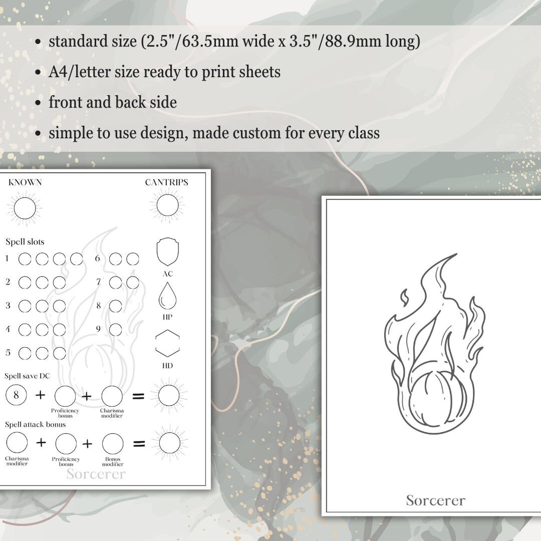Dnd Spell Tracker Dnd Accessories D&D Character Sheet Dungeons and ...