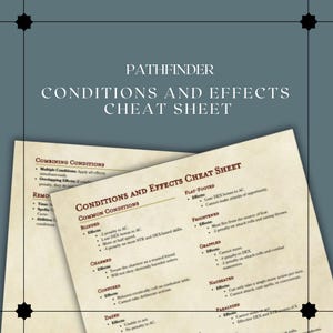 Conditions and Effects Cheat Sheet for TTRPG Pathfinder | GM / Game ...