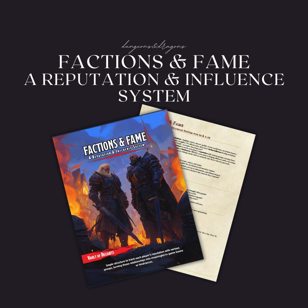 Factions and Fame Expansion for 5e and 5.5e | Homebrew | DM / Dungeon ...