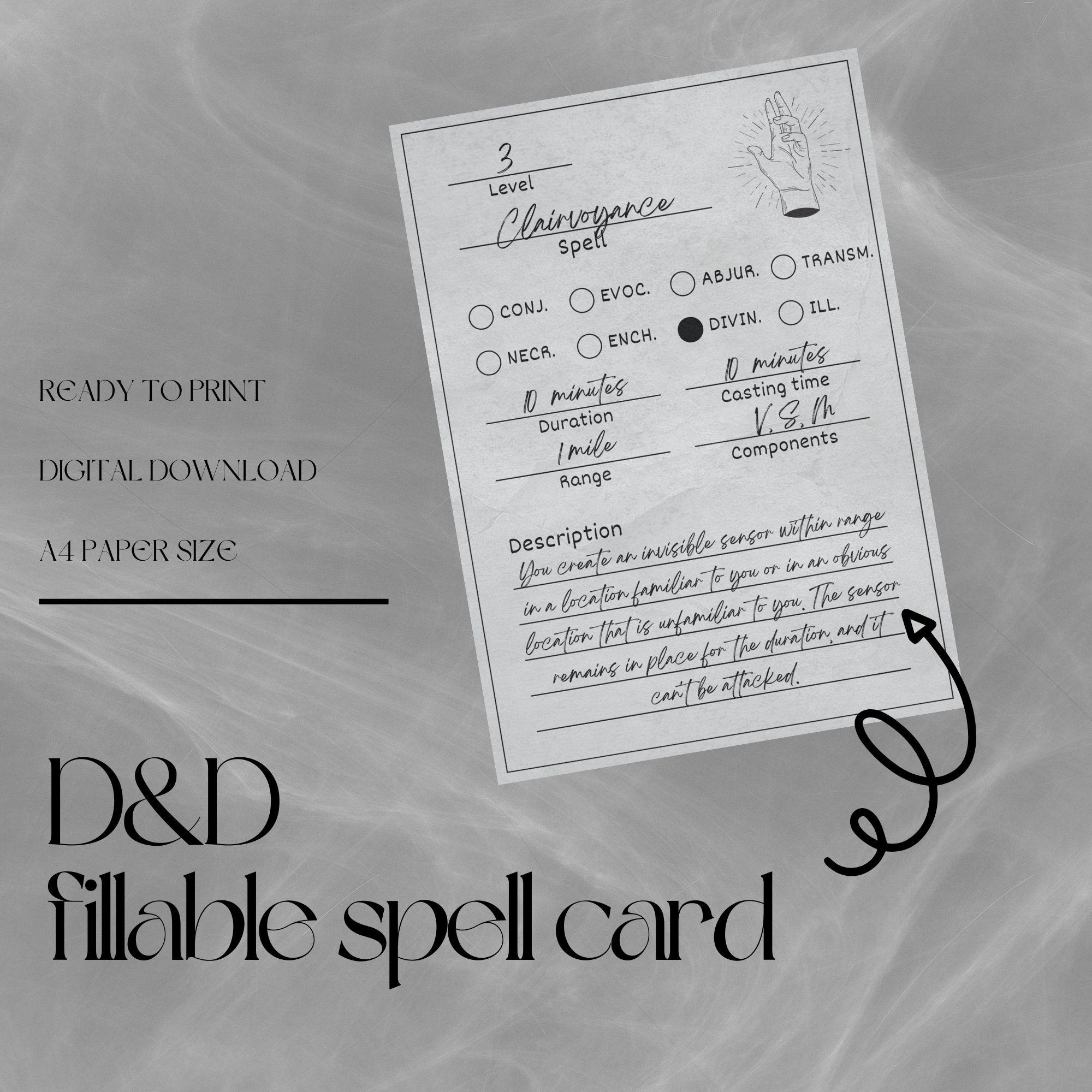 Fillable Spell Cards for D&D DM / Dungeon Master Tools Spell Sheet ...