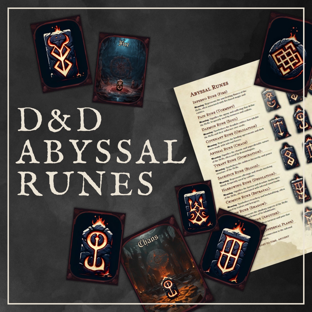 D&D Abyssal Runes | Dnd Accessories | DM / Dungeon Master Tools ...