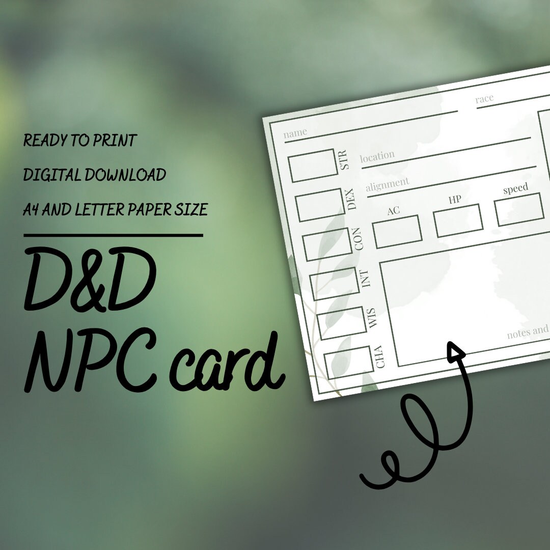Fillable NPC Cards for D&D | DM / Dungeon Master Tools | NPC Stats ...