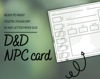 Fillable NPC Cards for D&D DM / Dungeon Master Tools NPC Stats Sheet ...