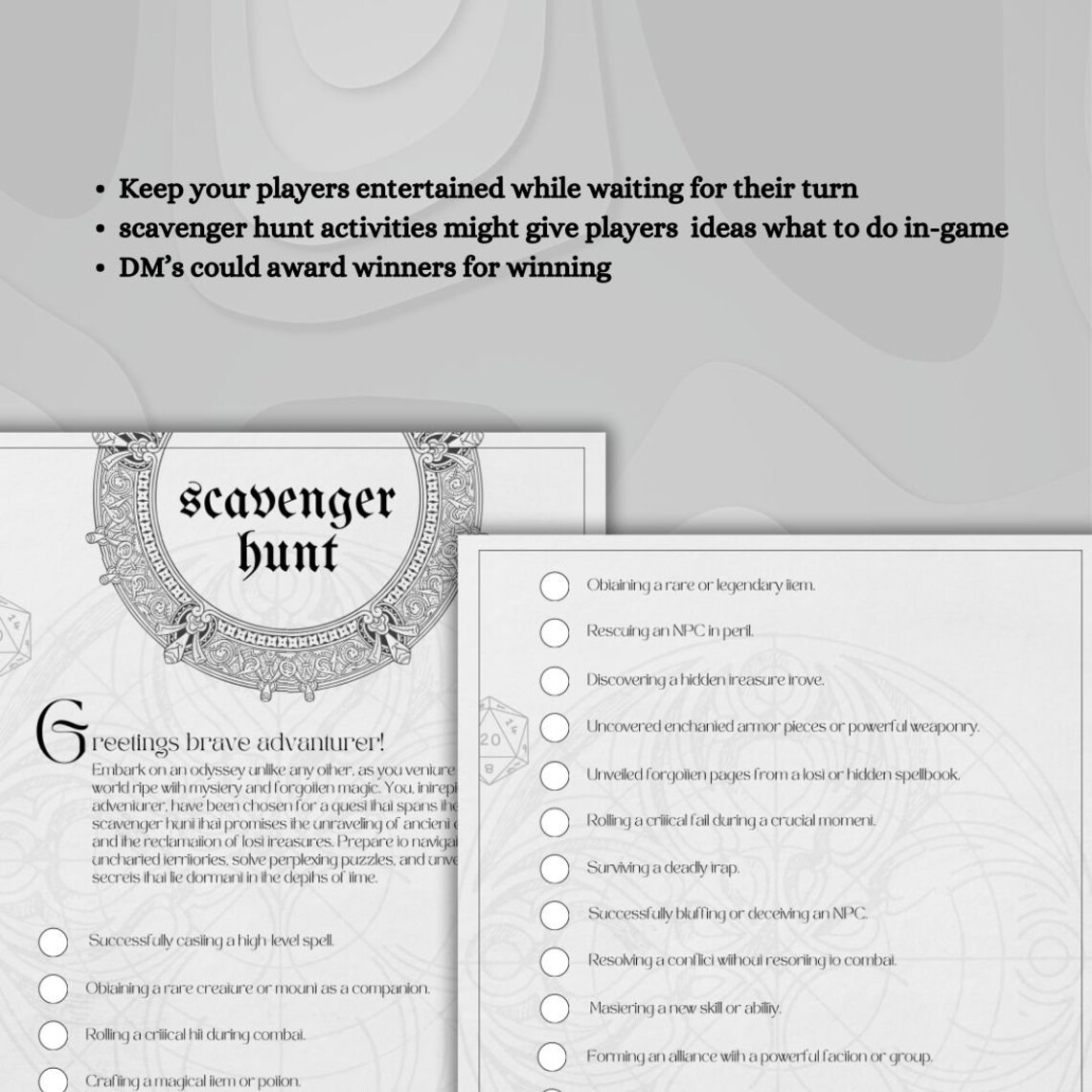 Dungeons and Dragons Scavenger Hunt | Printable Instant Download Game ...