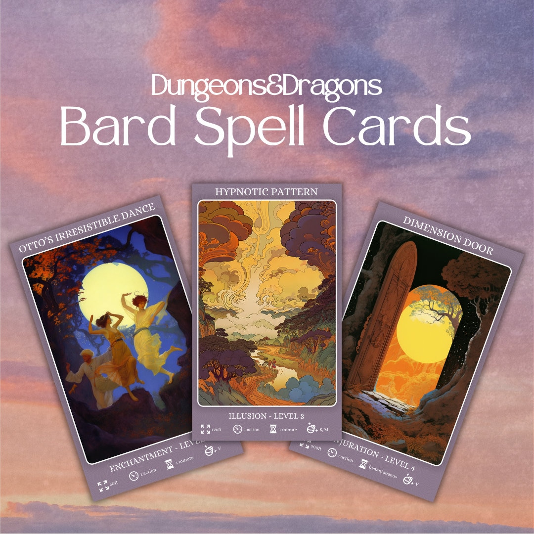D&D Bard Spell Cards | DM / Dungeon Master Tools | Dnd Cards | Dnd ...