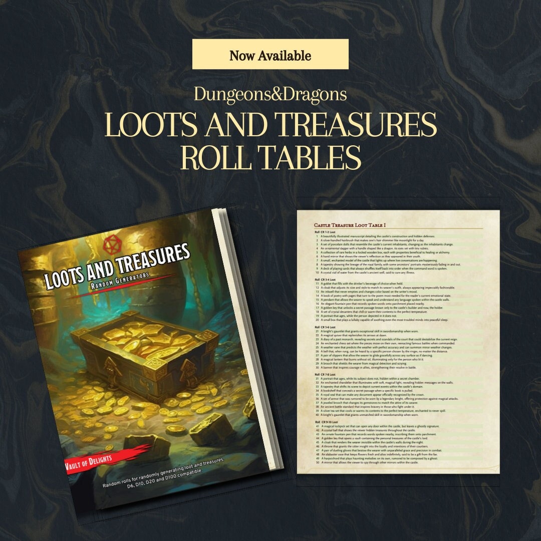 D&D Loots and Treasures Roll Tables | DM / Dungeon Master Tools | Dnd ...