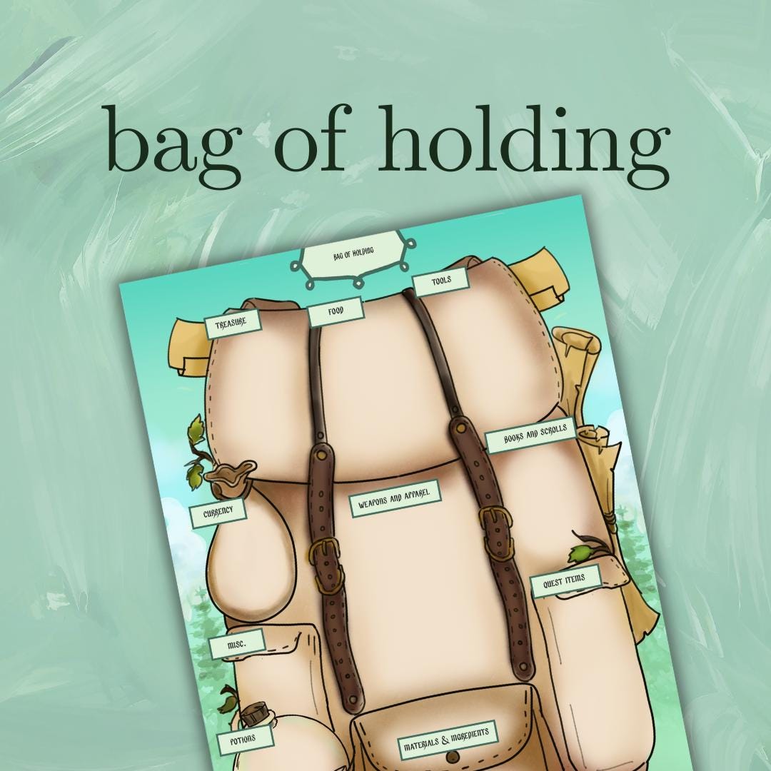 D&D Bag of Holding | Inventory | DM / Dungeon Master Tools | Dnd 5e ...