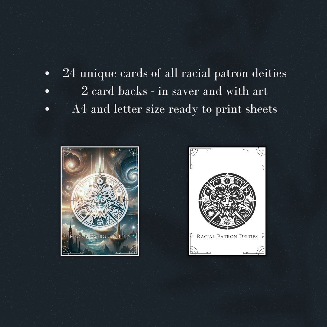 D&D Racial Patron Deities Cards DM / Dungeon Master Tools Dnd Cards Dnd ...