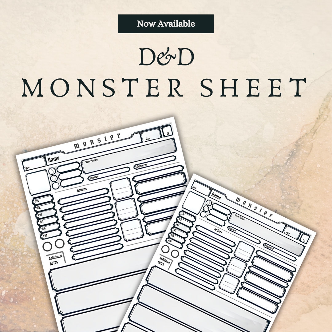 Fillable Monster Sheet for D&D | DM / Dungeon Master Tools | NPC Stats ...
