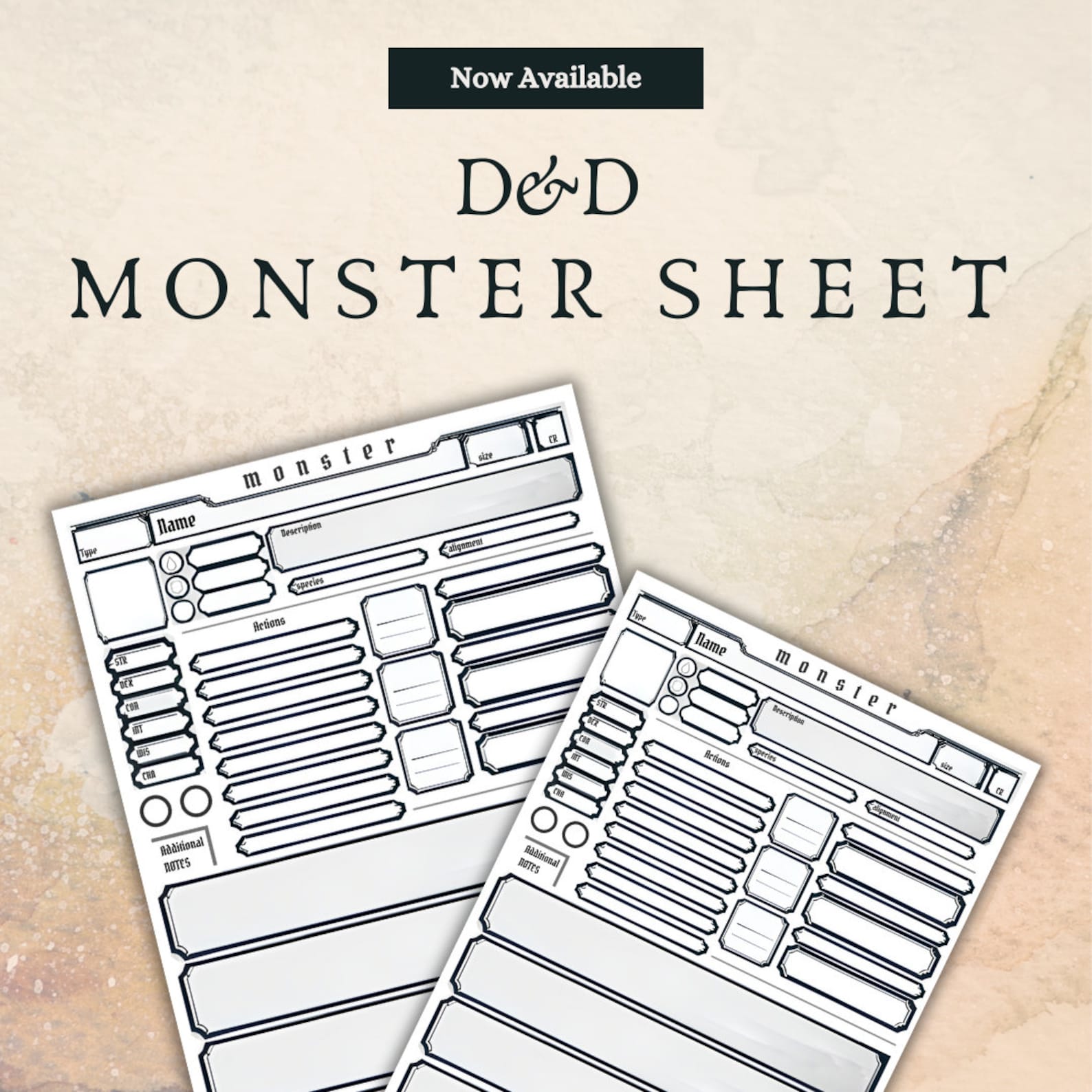 Fillable Monster Sheet for D&D | DM / Dungeon Master Tools | NPC Stats Sheet | Fillable and ...