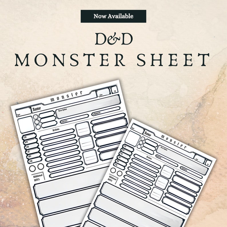 Fillable Monster Sheet for D&D DM / Dungeon Master Tools NPC Stats ...