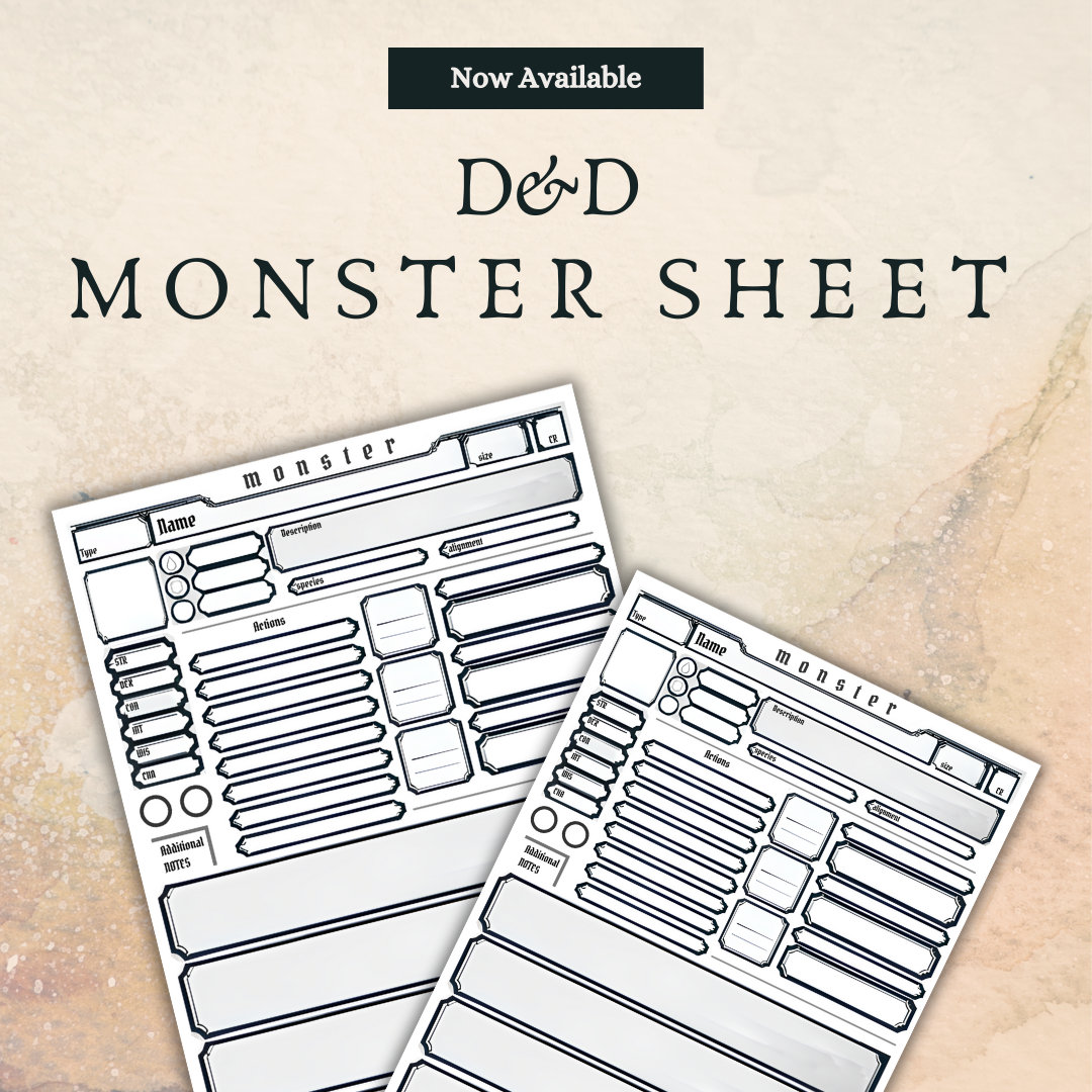 Fillable Monster Sheet for D&D DM / Dungeon Master Tools NPC Stats ...