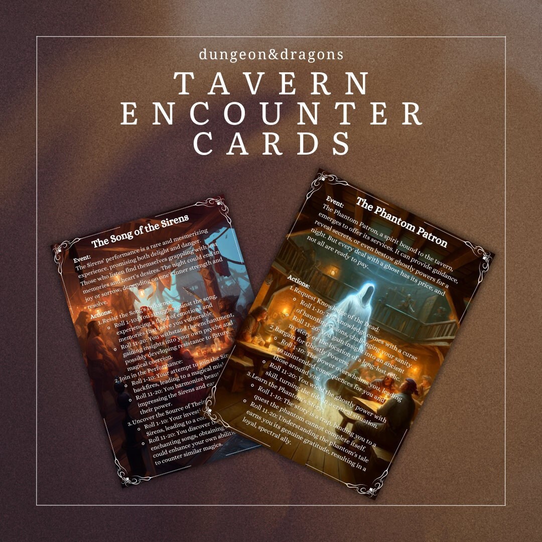 D&D Tavern Encounter Cards | DM / Dungeon Master Tools | Dnd Cards ...