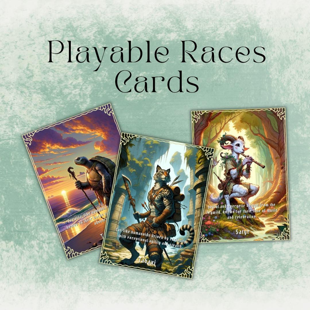 D&D Playable Races Cards | DM / Dungeon Master Tools | Dnd Ready to ...