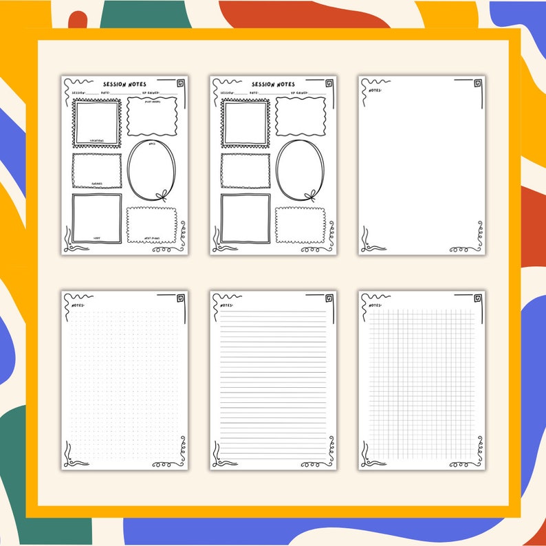D&D Session Notes DM / Dungeon Master Tools Tracker Sheet Fillable and ...