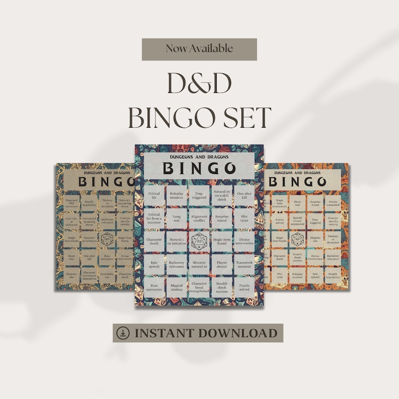 Dungeons and Dragons Bingo | Printable Instant Download Game | DND ...