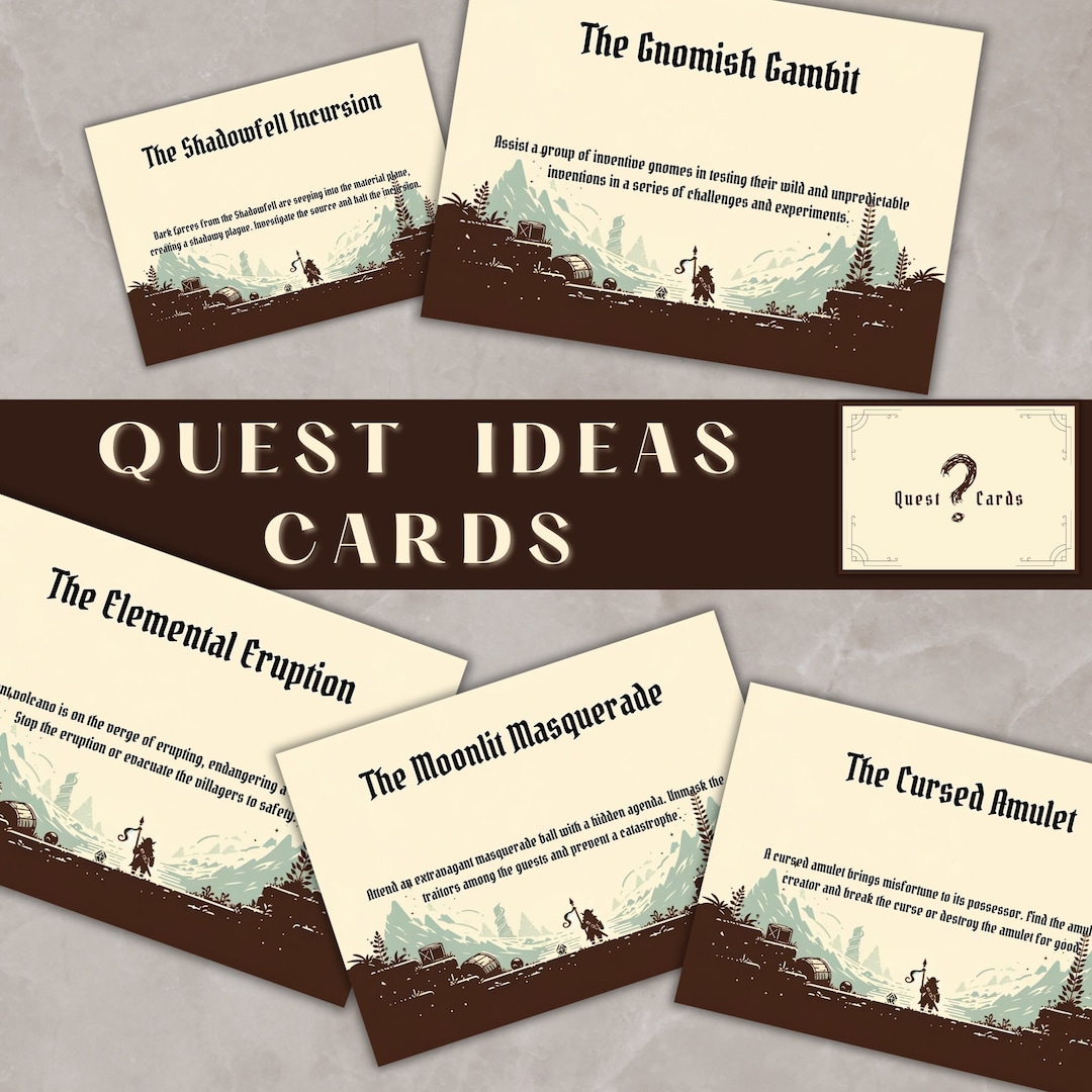 D&D Quest Ideas Cards | DM / Dungeon Master Tools | Dnd Cards | Dnd Ready to Print | Dungeons ...