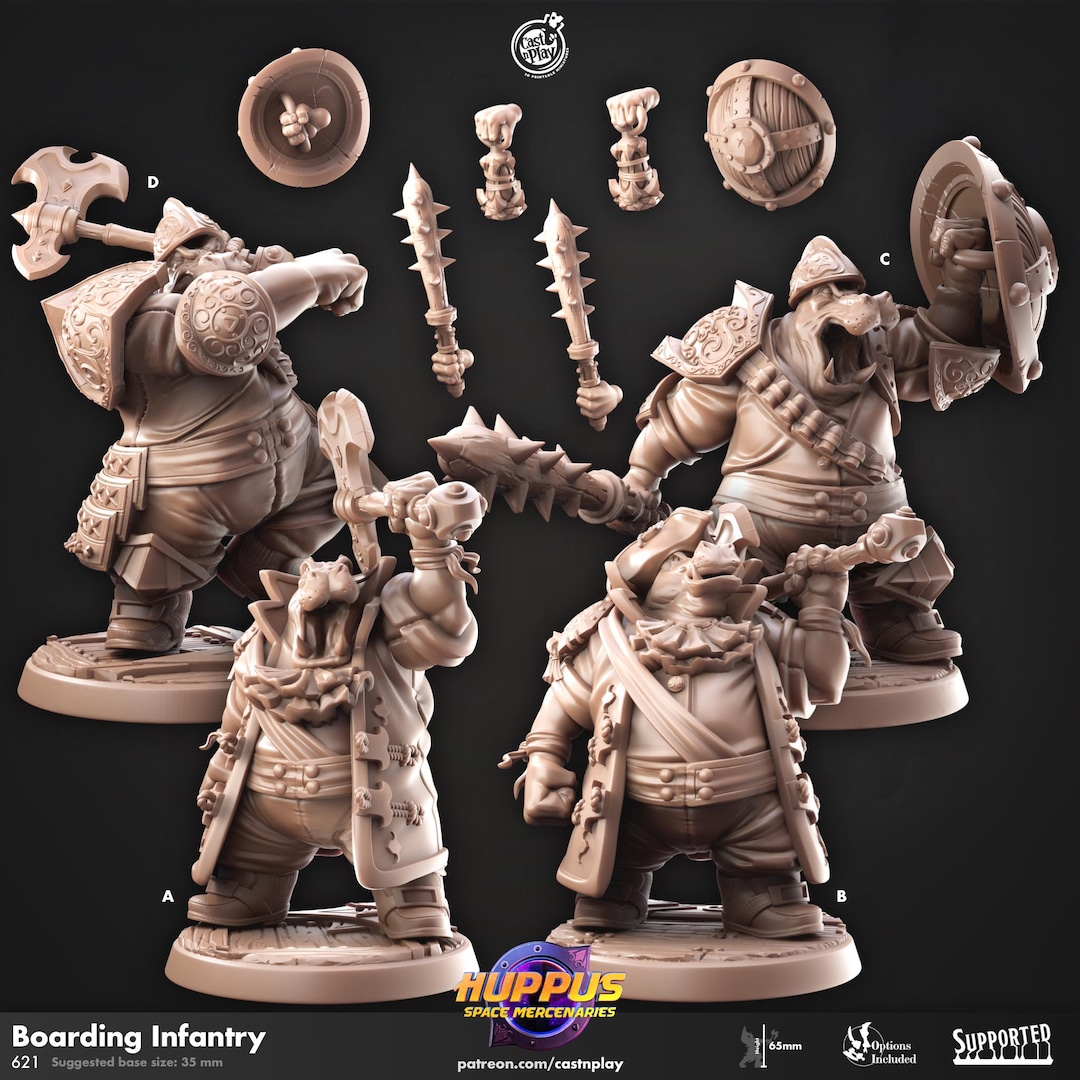 Giff Fighter Miniature Hippo Pirate Swashbuckler Figurine Dungeons and ...