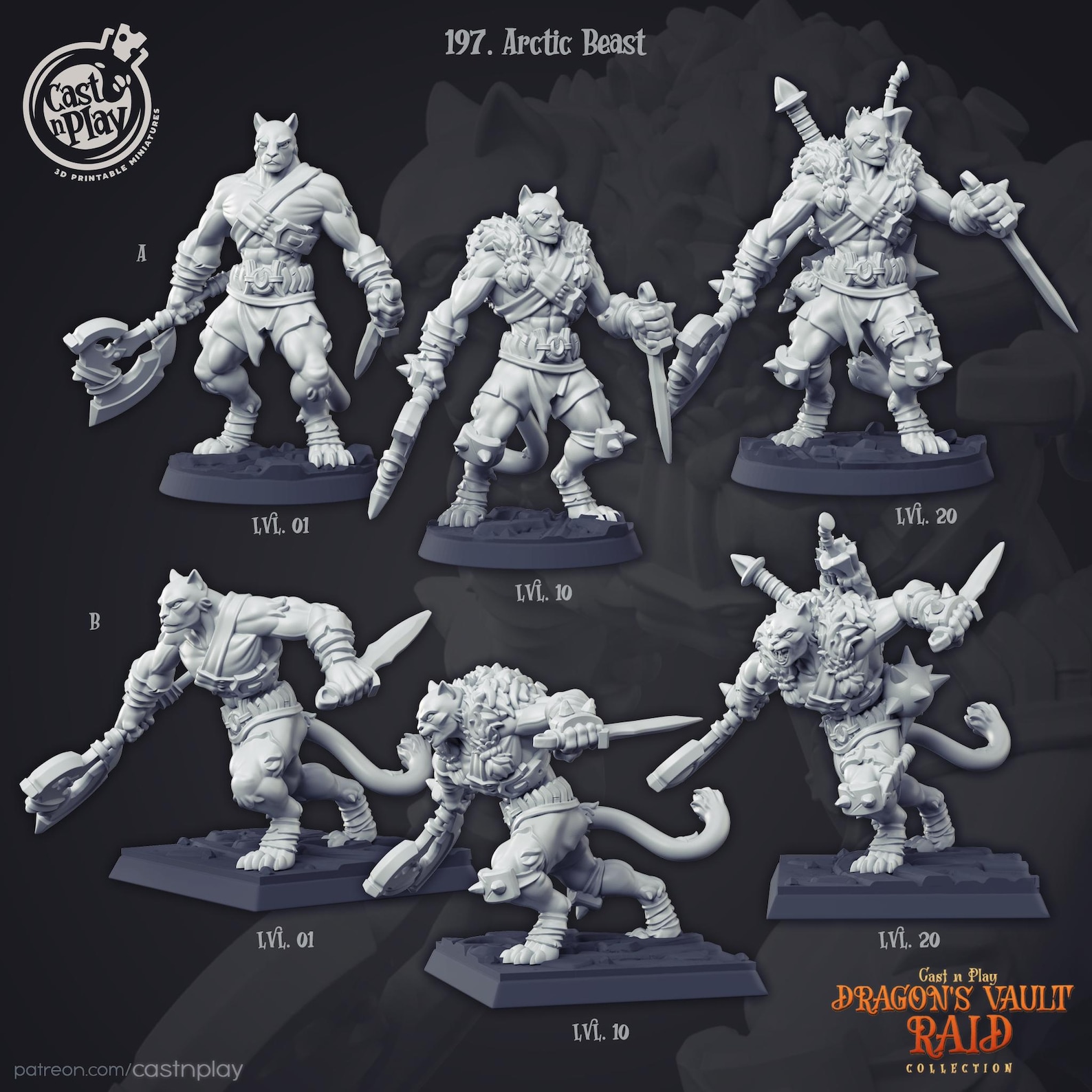 Tabaxi Fighter Miniature Catfolk Leonin Ranger Figurine Dungeons and ...