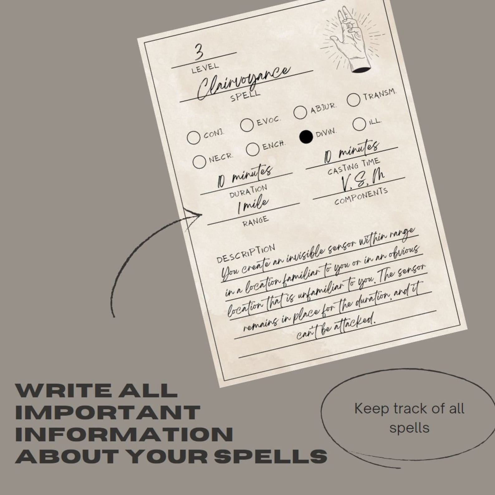Fillable Spell Cards for D&D DM / Dungeon Master Tools Spell Sheet ...
