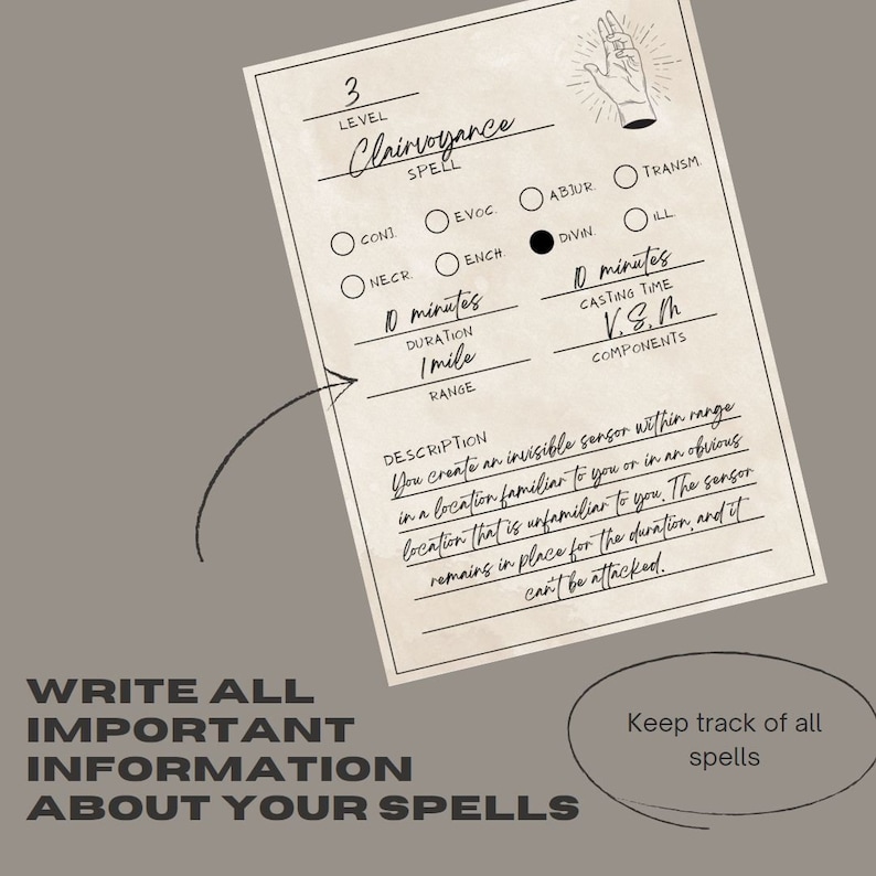 Fillable Spell Cards for D&D DM / Dungeon Master Tools Spell Sheet ...