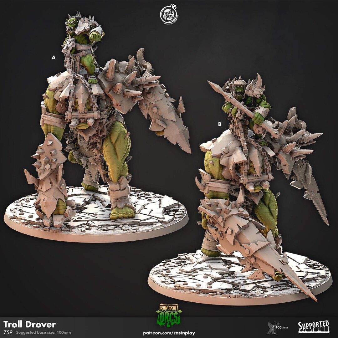 Troll Miniature Orc Rider Mount Diorama Enemy Monster Figurine Dungeons ...