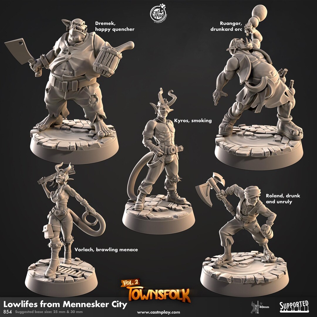 Orc Tiefling Miniature Thief Peasant Townsfolk Figurine Dungeons and ...
