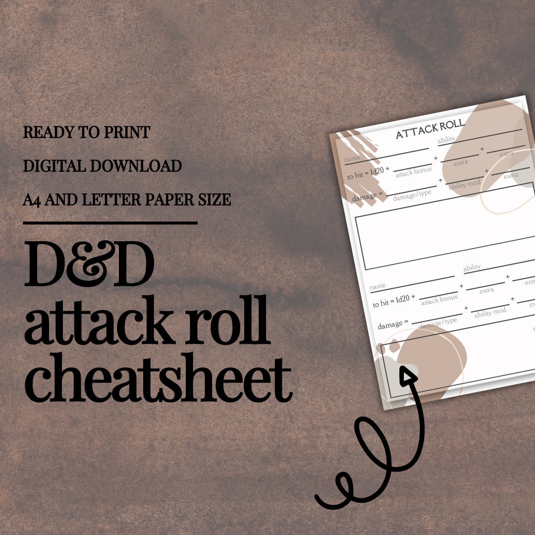 D&D Attack Roll Sheet | DM / Dungeon Master Tools | Attack Stats Sheet ...