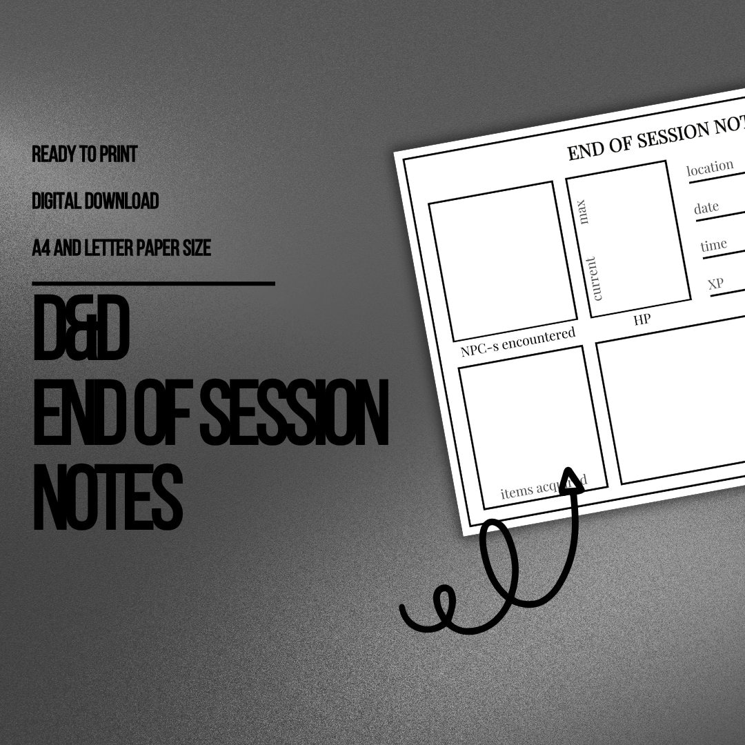 D&D End of Session Notes | DM / Dungeon Master Tools | Tracker Sheet ...